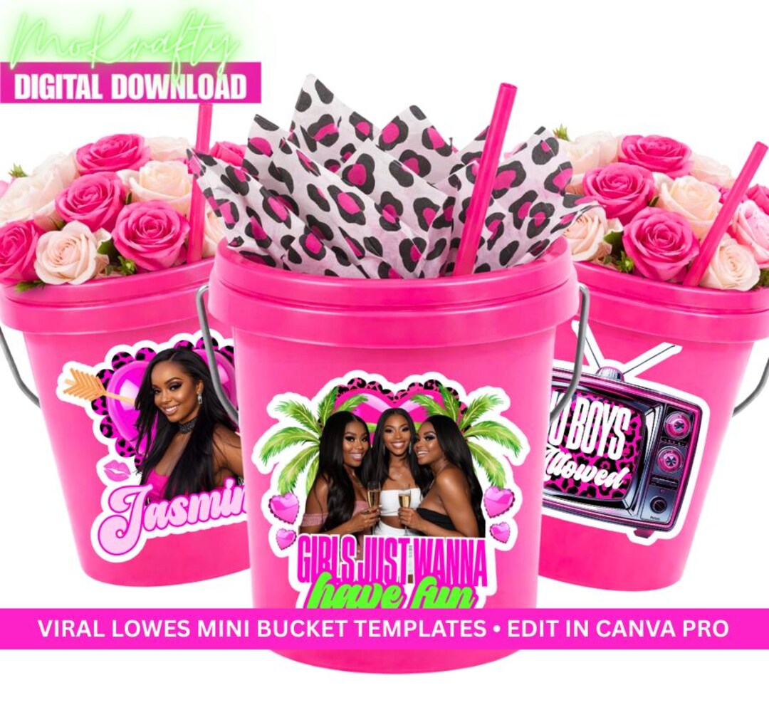 Pink Mini Bucket Canva Templates (lowes) | Girls Night, Galentine's ...