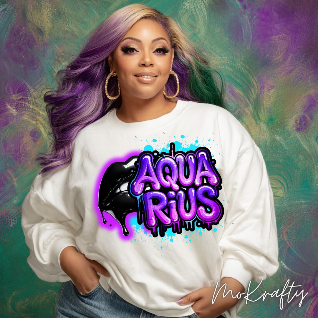 Aquarius Graffiti PNG | Ombre Zodiac Lips Sublimation (digital Download ...