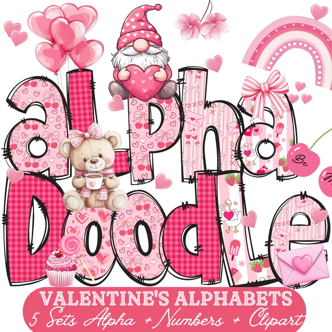 Valentine Alphabet Letters Clipart - Pink Valentine's Day Alphabet Set ...