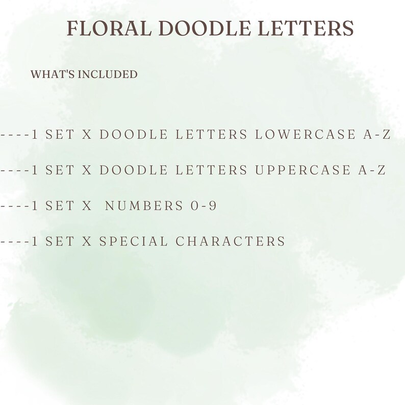 Floral Doodle Letters PNG- Watercolor Florals Alphabet Clipart Letters ...