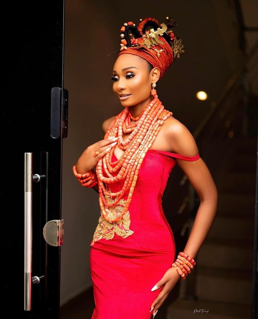 Igbo/benin Traditional Wedding Dress, Nigerian Clothing, Traditional ...