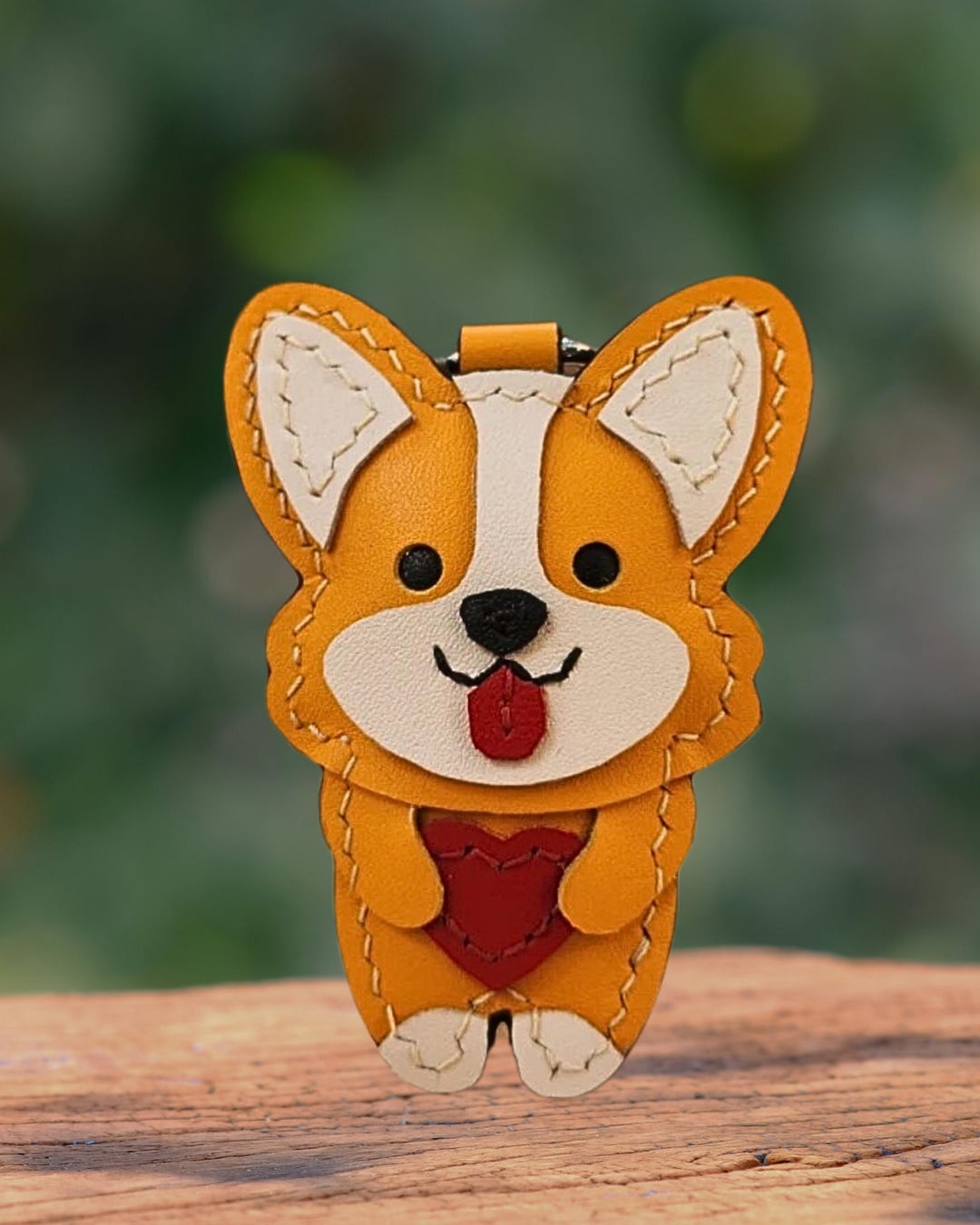 Corgi Puppy Leather Bag Charm, Leather Key Chain, Handmade Bag Charm ...