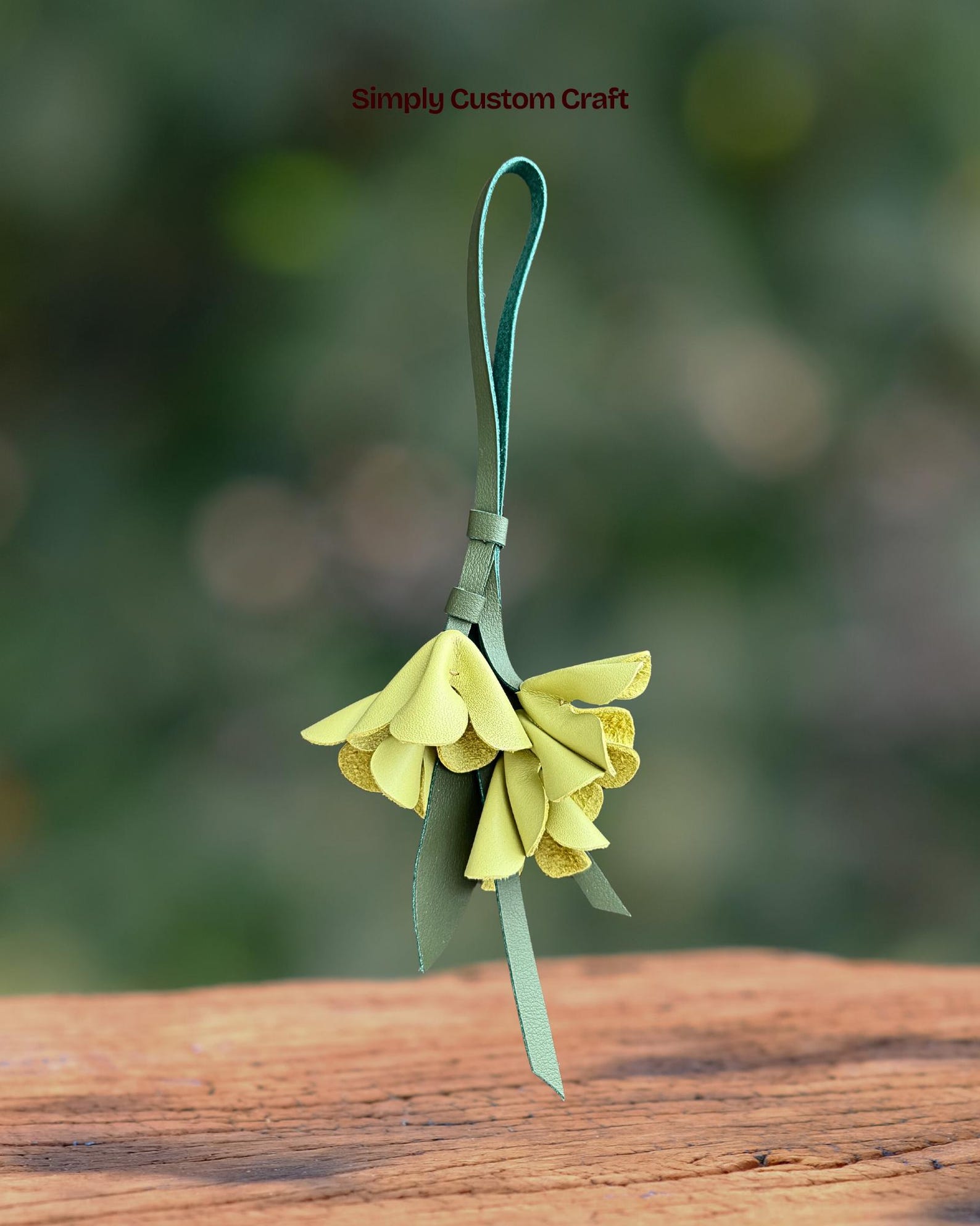 Handmade Leather Flower Bag Charm | Unique Floral Keychain | Leather ...