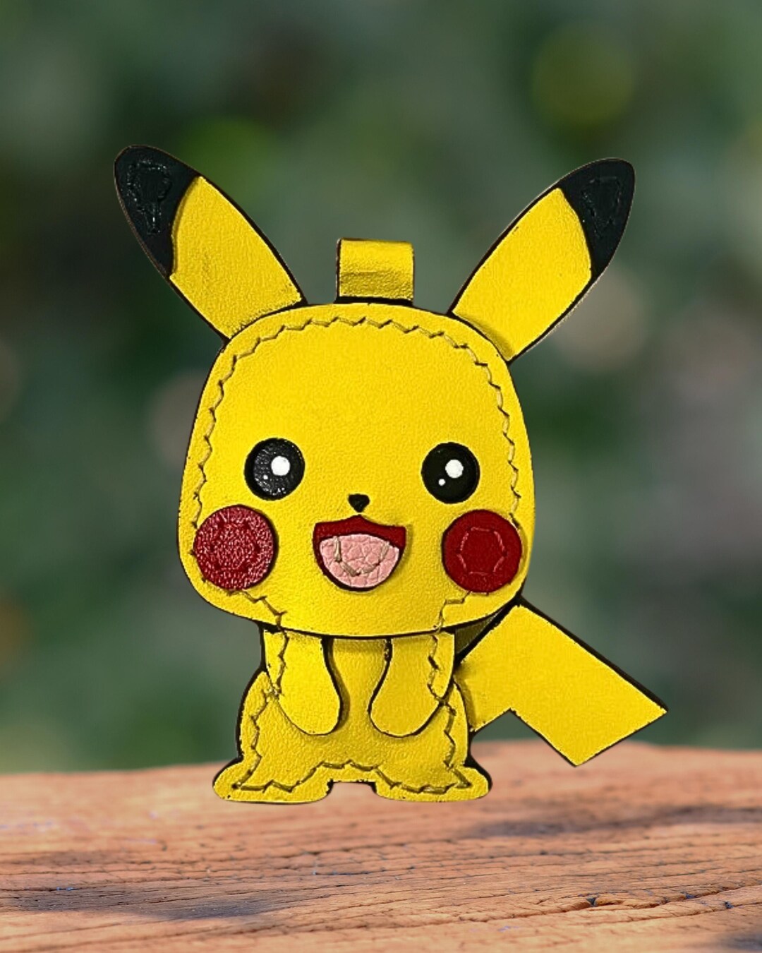 Pikachu Leather Bag Charm, Leather Key Chain, Handmade Bag Charm ...