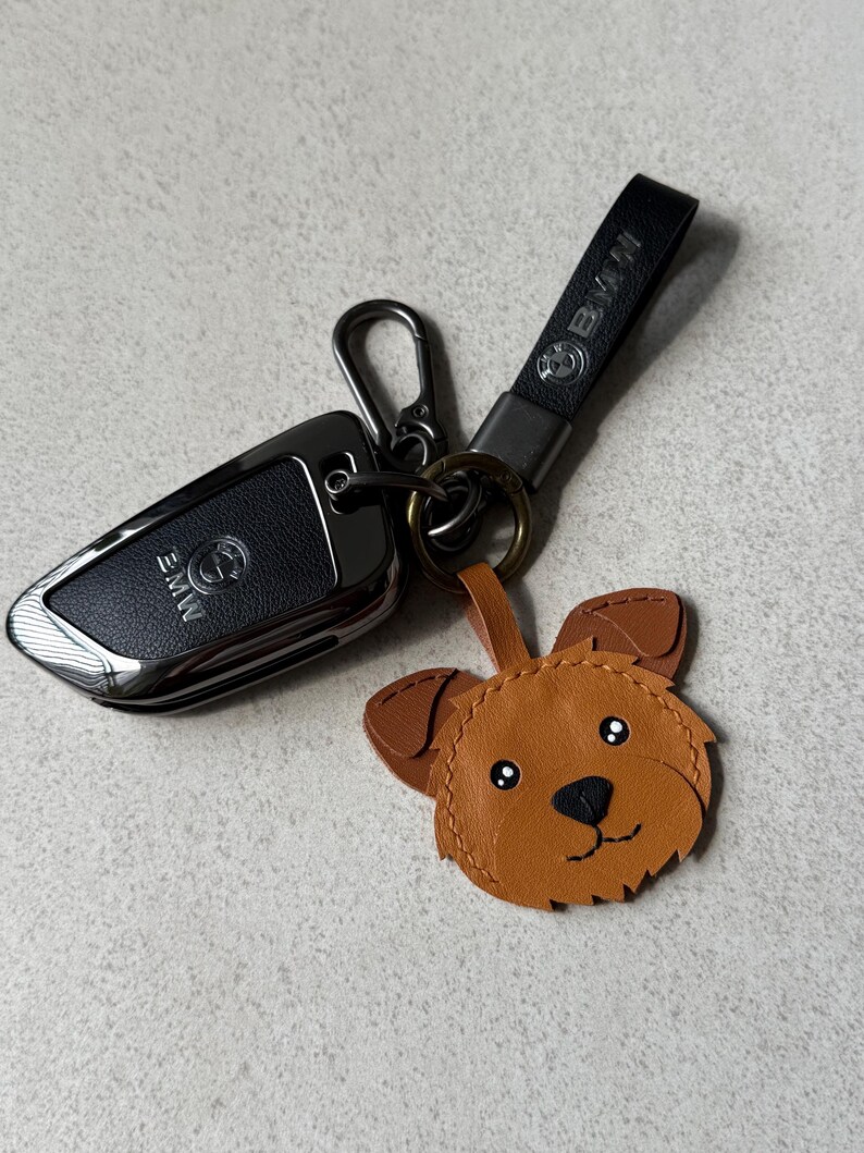 Handmade Leather Yorkshire Terrier Keychain, Yorkie Dog Charm - Etsy
