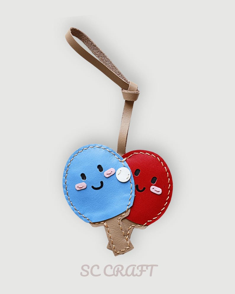 Handmade Leather Table Tennis Bag Charm | Ping Pong Paddle Accessory ...