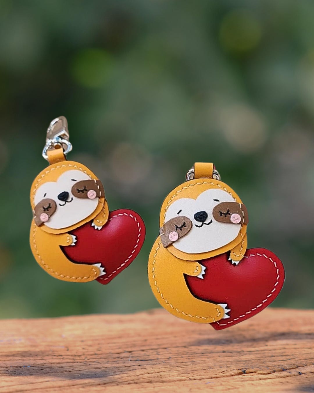 Sloth Leather Bag Charm, Leather Key Chain, Handmade Bag Charm ...