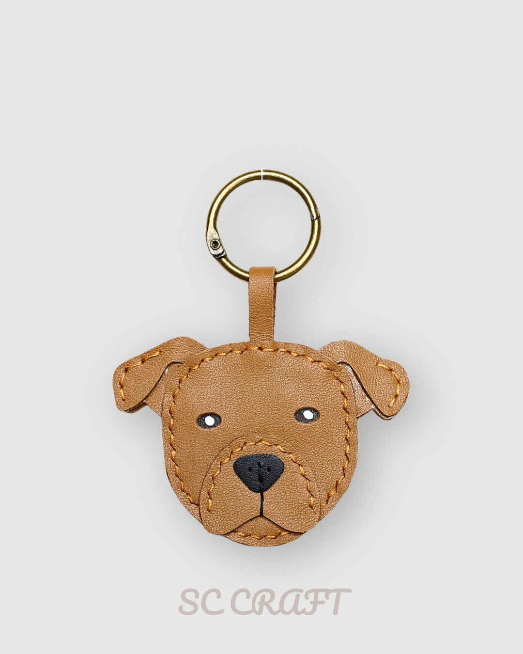 Handmade Pitbull Leather Keychain – Pit Bull Dog Bag Charm, Dog Lover ...