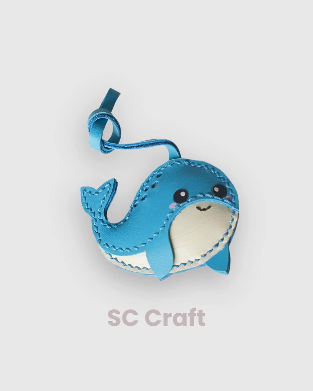 Blue Whale Leather Keychain: Hand-stitched Ocean Purse Charm - Etsy