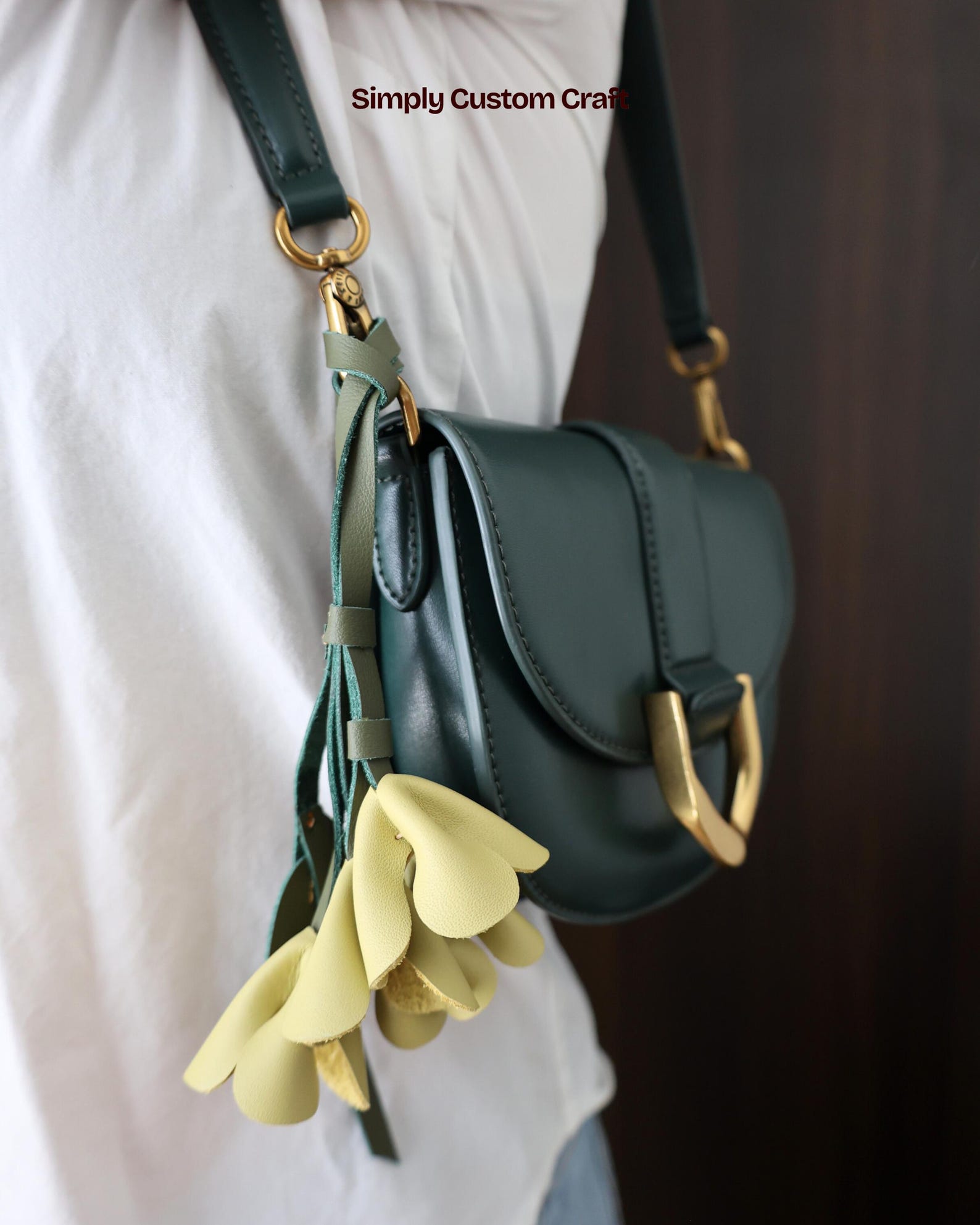 Handmade Leather Flower Bag Charm | Unique Floral Keychain | Leather ...