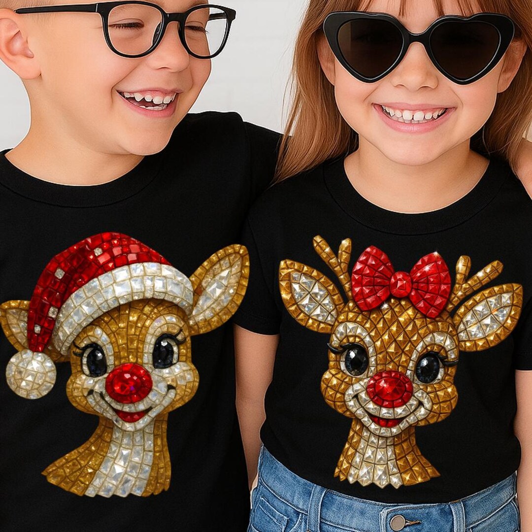 Retro Reindeer Rhinestone PNG, Crystal Mosaic Christmas Deer PNG, Bling ...