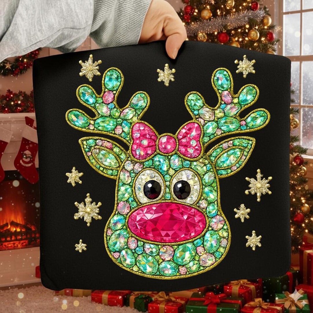 Rhinestone Reindeer PNG, Colorful Crystal Christmas Deer PNG, Sparkle ...