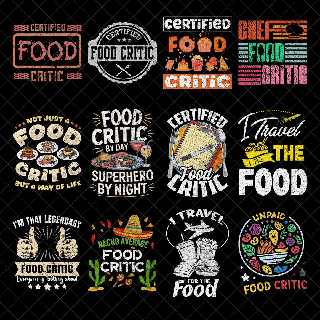 Funny Food Critic PNG Bundle, Certified Foodie Sublimation Designs, I ...
