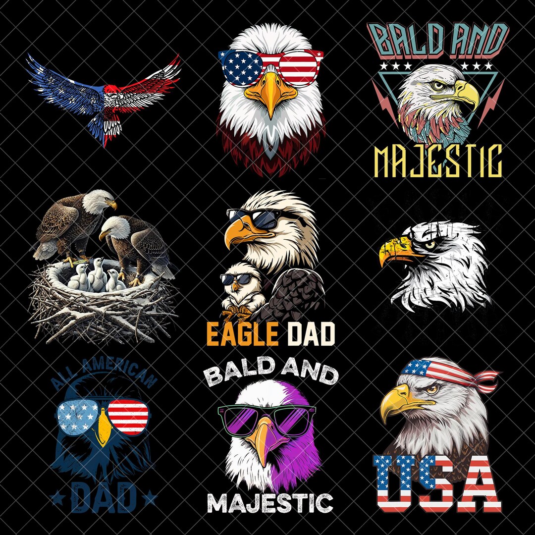 American Dad Bald Eagle PNG Bundle, Patriotic Father’s Day Sublimation ...