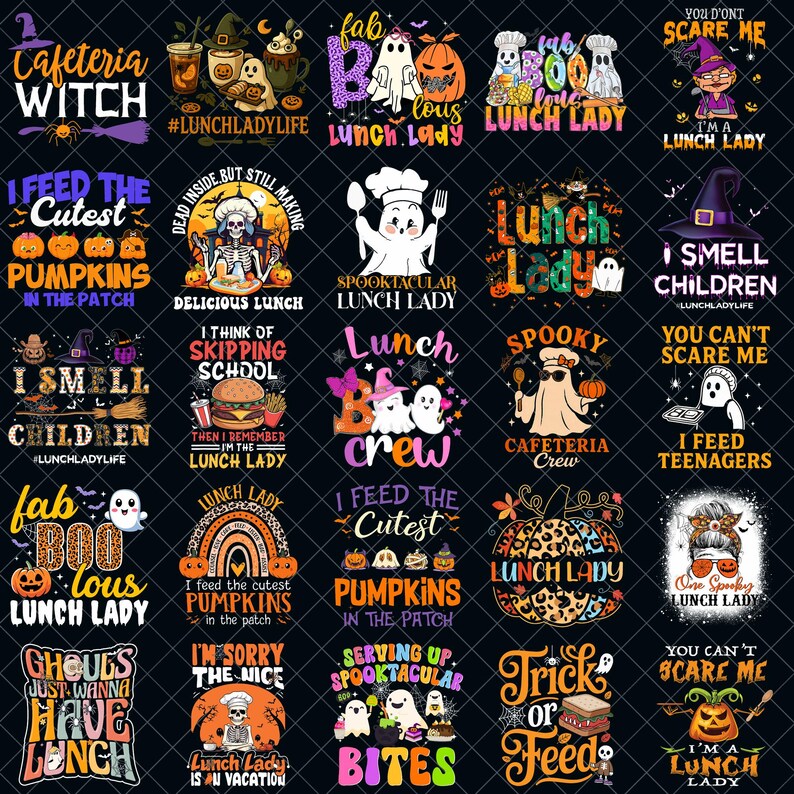 Lunch Lady Halloween PNG Bundle, Spooky Cafeteria Ghost Pumpkin Png ...