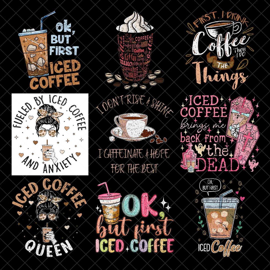 Eiskaffee Png Bundle, Sublimation Design, Kaffeeliebhaber Png, Social ...