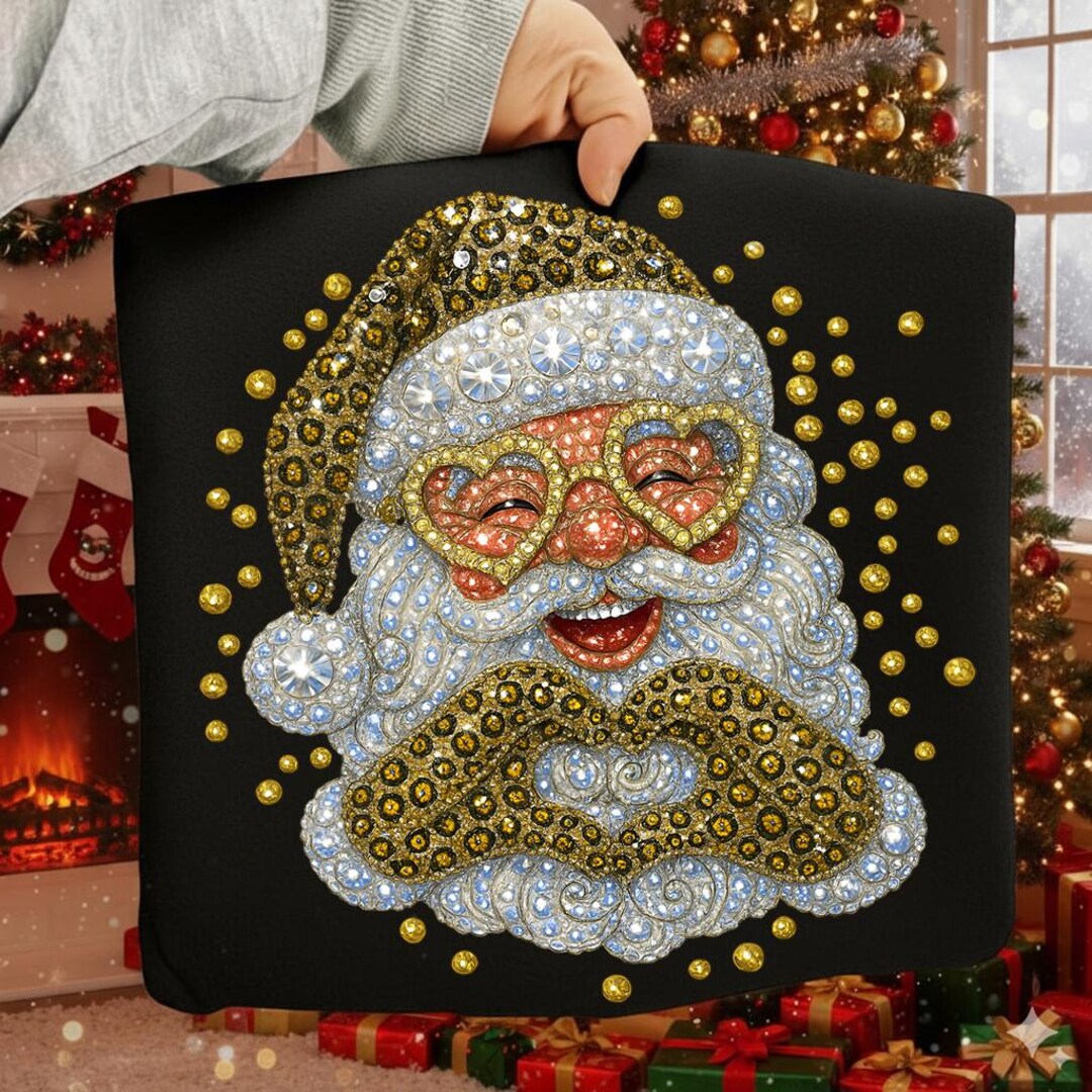 Rhinestone Leopard Print Santa PNG Trendy Christmas Sublimation Design ...