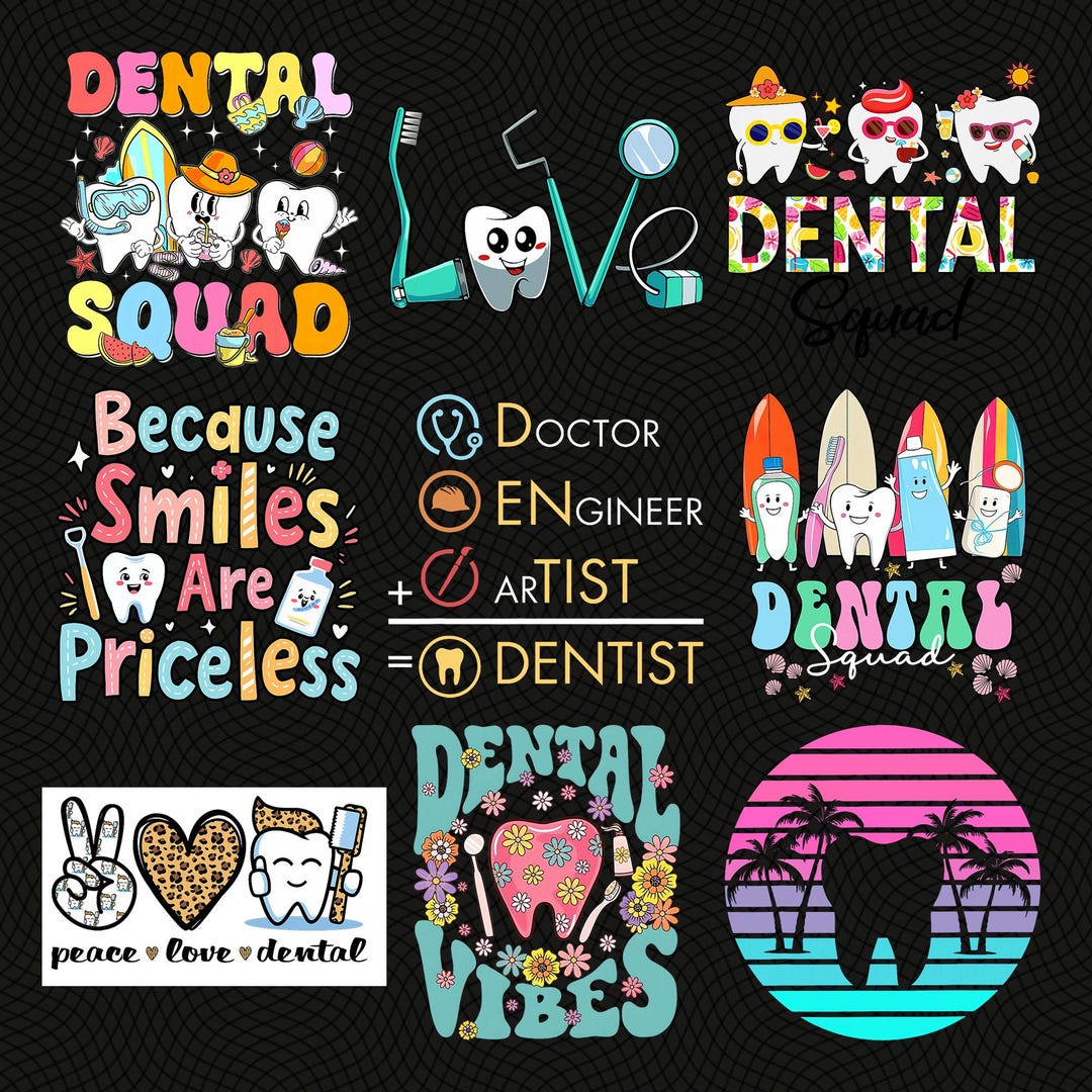 Dental Summer Png Bundle, Summer Dentist Png, Tooth Dental Technician ...