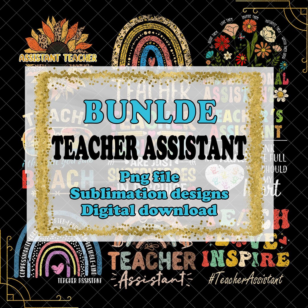 Teacher Assistant Png Bundle, Teacher Aide Sublimation Designs, Retro ...