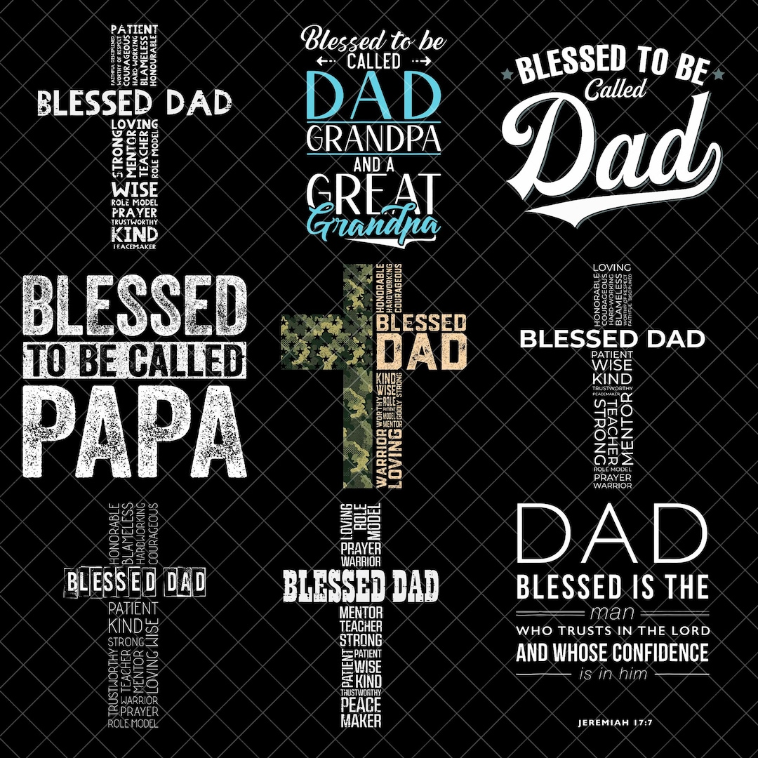 Blessed Dad Png Bundle, Christian Dad PNG, Papa Sublimation Design ...