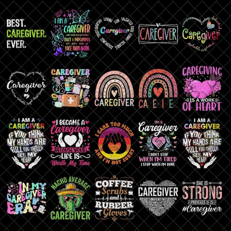 Caregiver PNG Bundle, Caregiving Sublimation Design, Rainbow Heart ...
