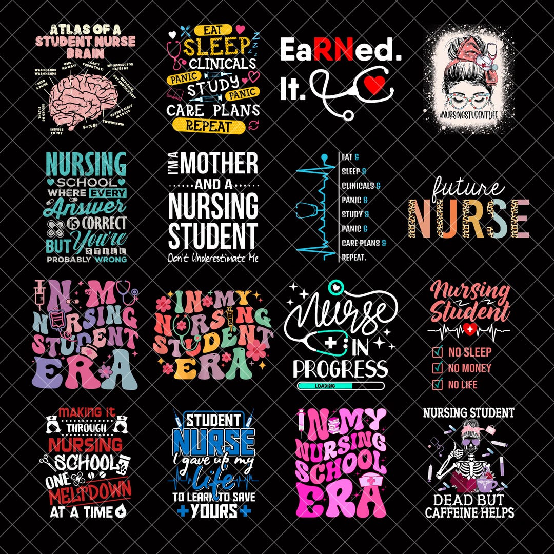 Nursing Student Png Bundle, Sublimation Design, Nurse Png, Nurse Life ...
