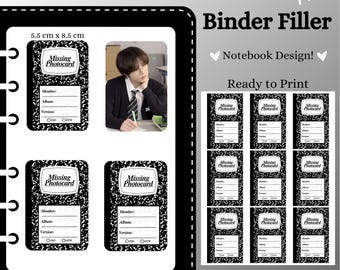 Missing Photocard Filler | Notebook Design | Digital Printable Binder ...