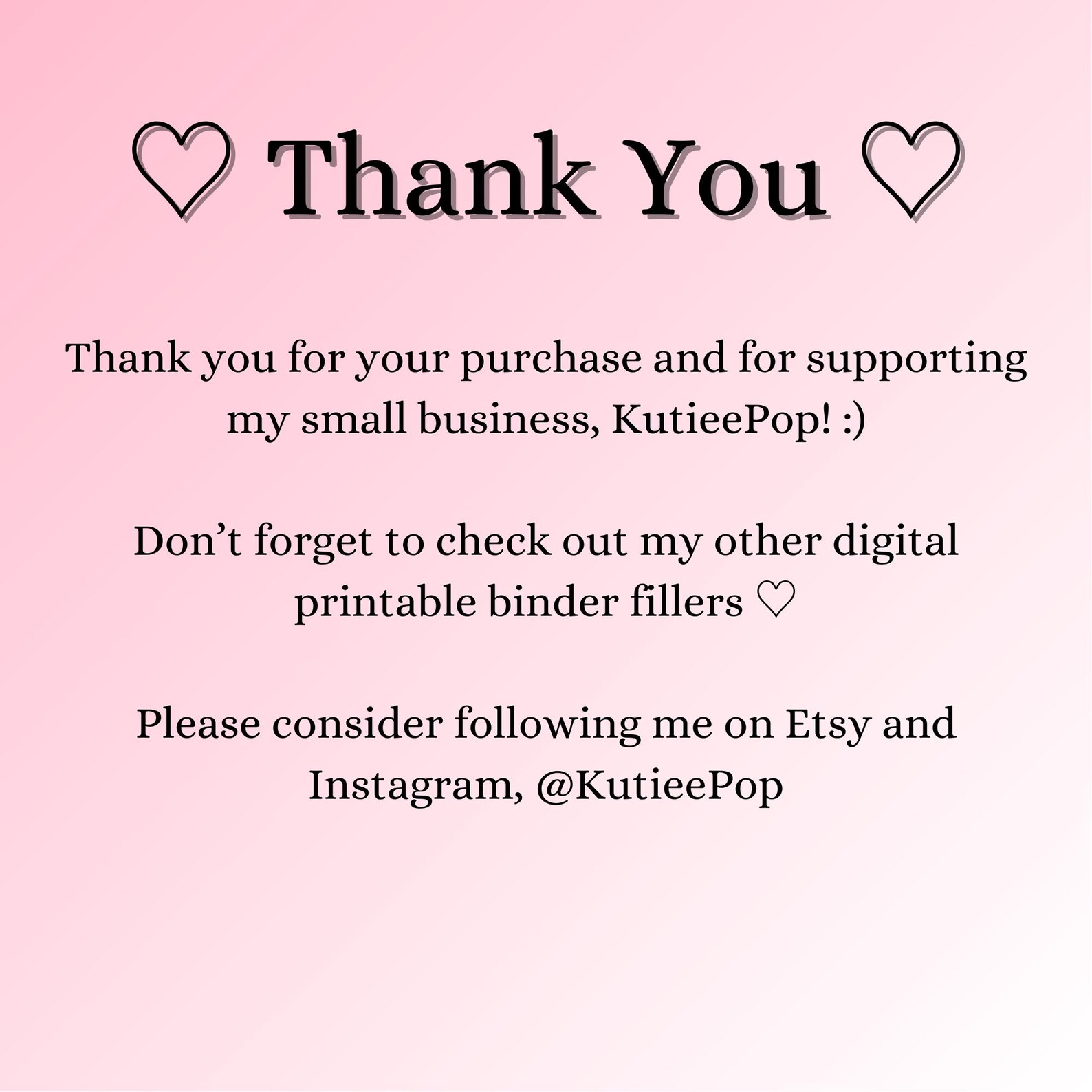 Cute Pink Binder Filler | Digital Printable Binder Fillers | Photocard ...