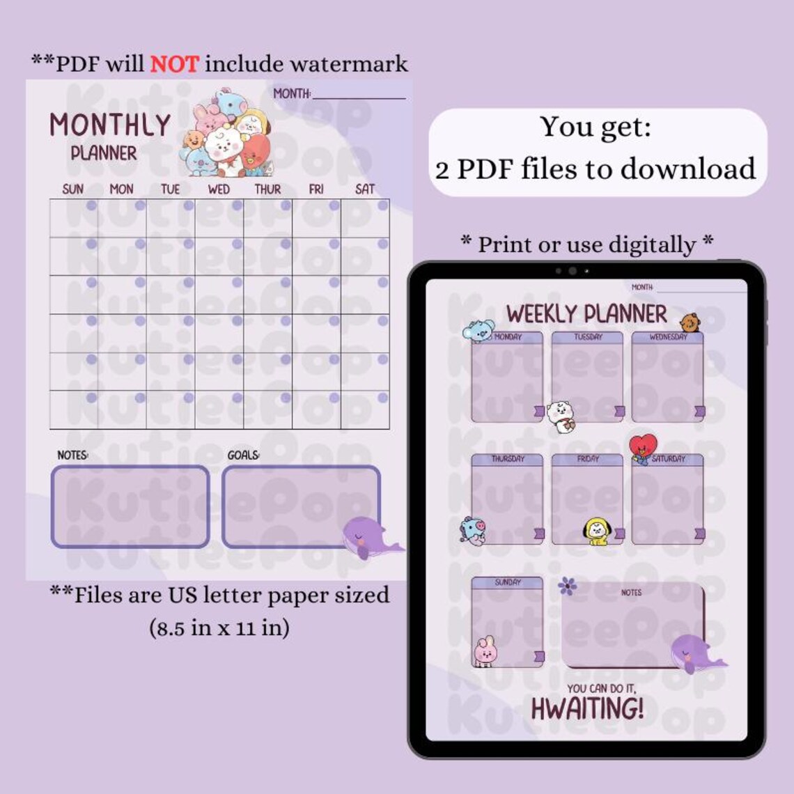 BTS Digital Planner | BT21 Digital Planner | Kpop Digital Planner ...