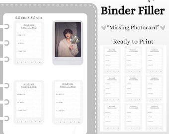 Missing Photocard Filler | Notebook Design | Digital Printable Binder ...
