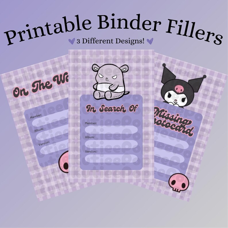 Cute Purple Binder Filler | Digital Printable Binder Fillers ...