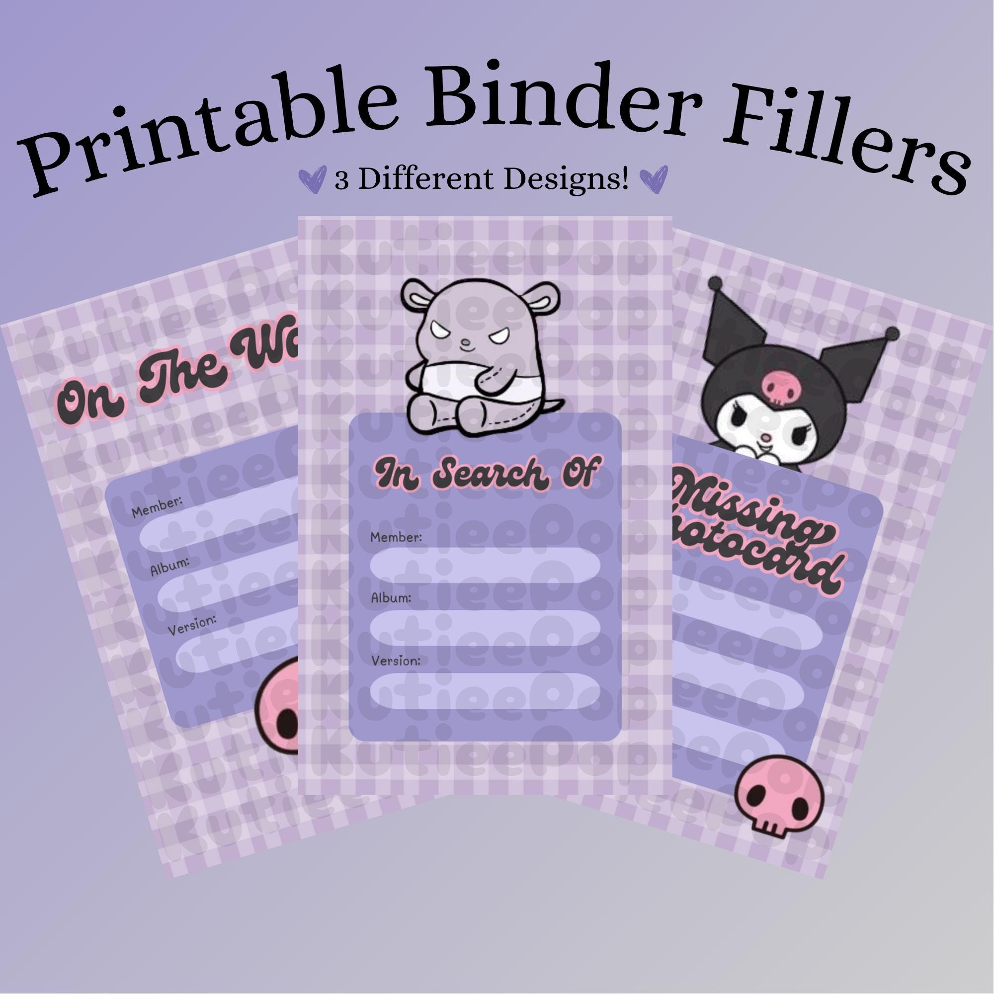 Cute Purple Binder Filler | Digital Printable Binder Fillers ...
