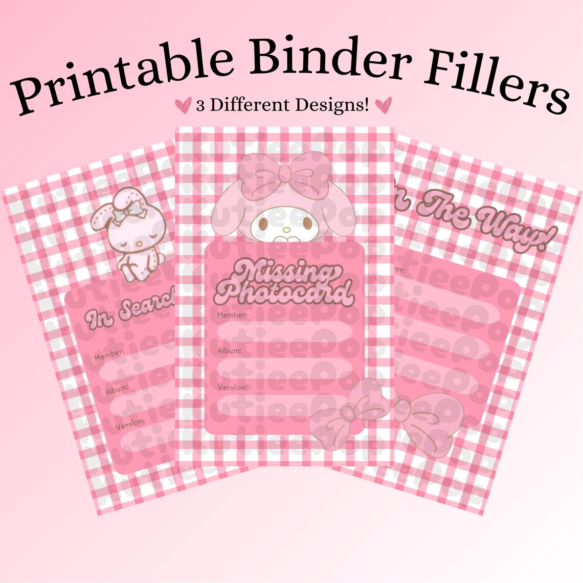 Cute Pink Binder Filler | Digital Printable Binder Fillers | Photocard ...