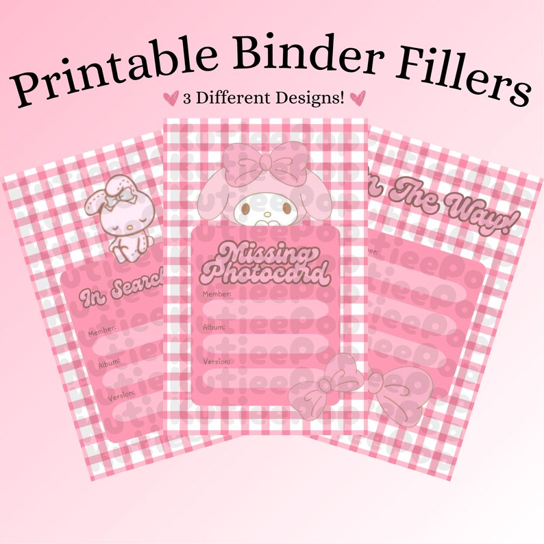 Cute Pink Binder Filler | Digital Printable Binder Fillers | Photocard ...