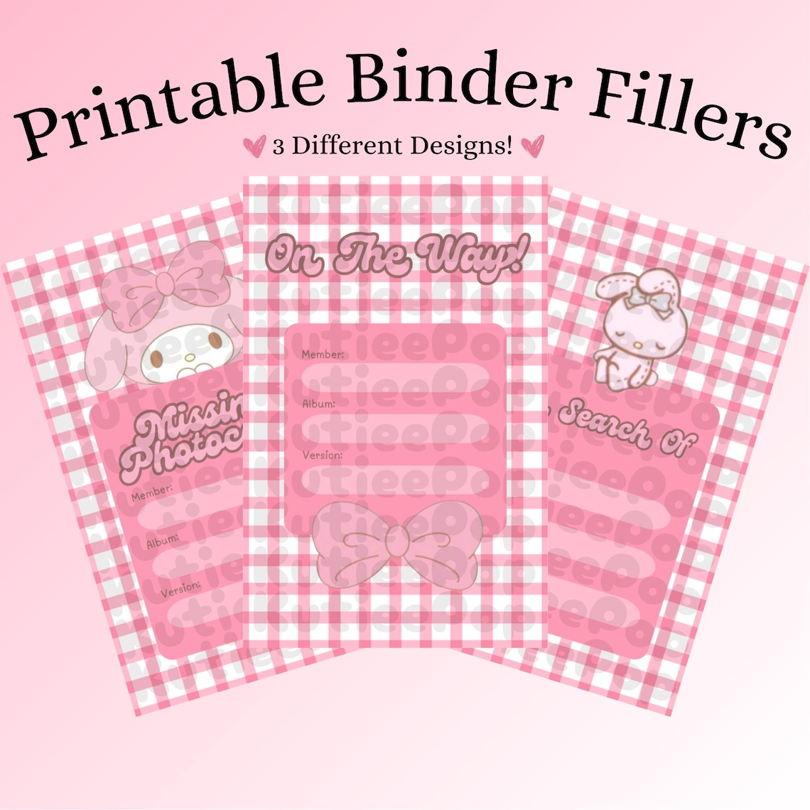 Cute Pink Binder Filler | Digital Printable Binder Fillers | Photocard ...
