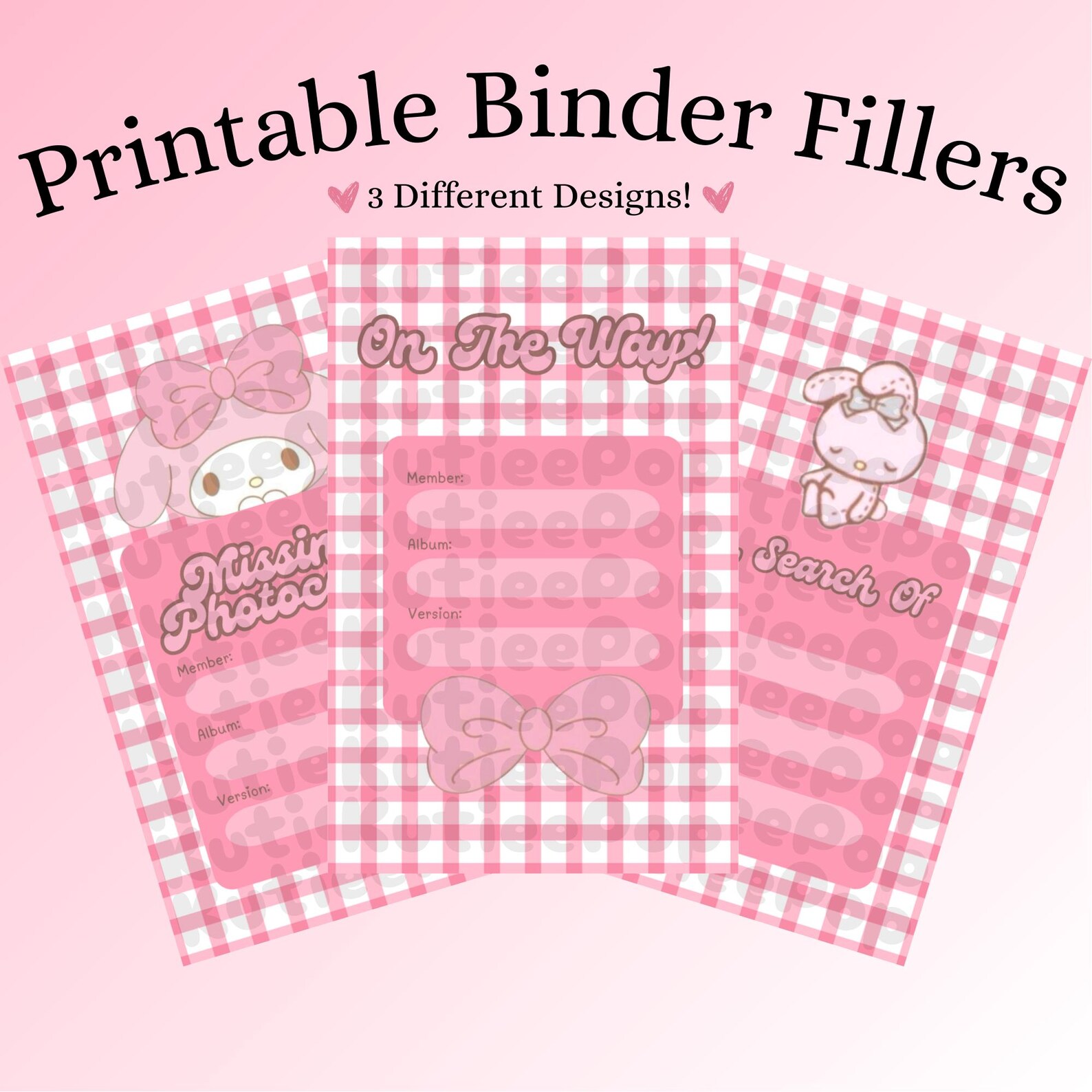 Cute Pink Binder Filler | Digital Printable Binder Fillers | Photocard ...