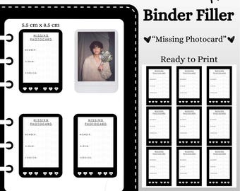 Missing Photocard Filler | Black Design | Digital Printable Binder ...
