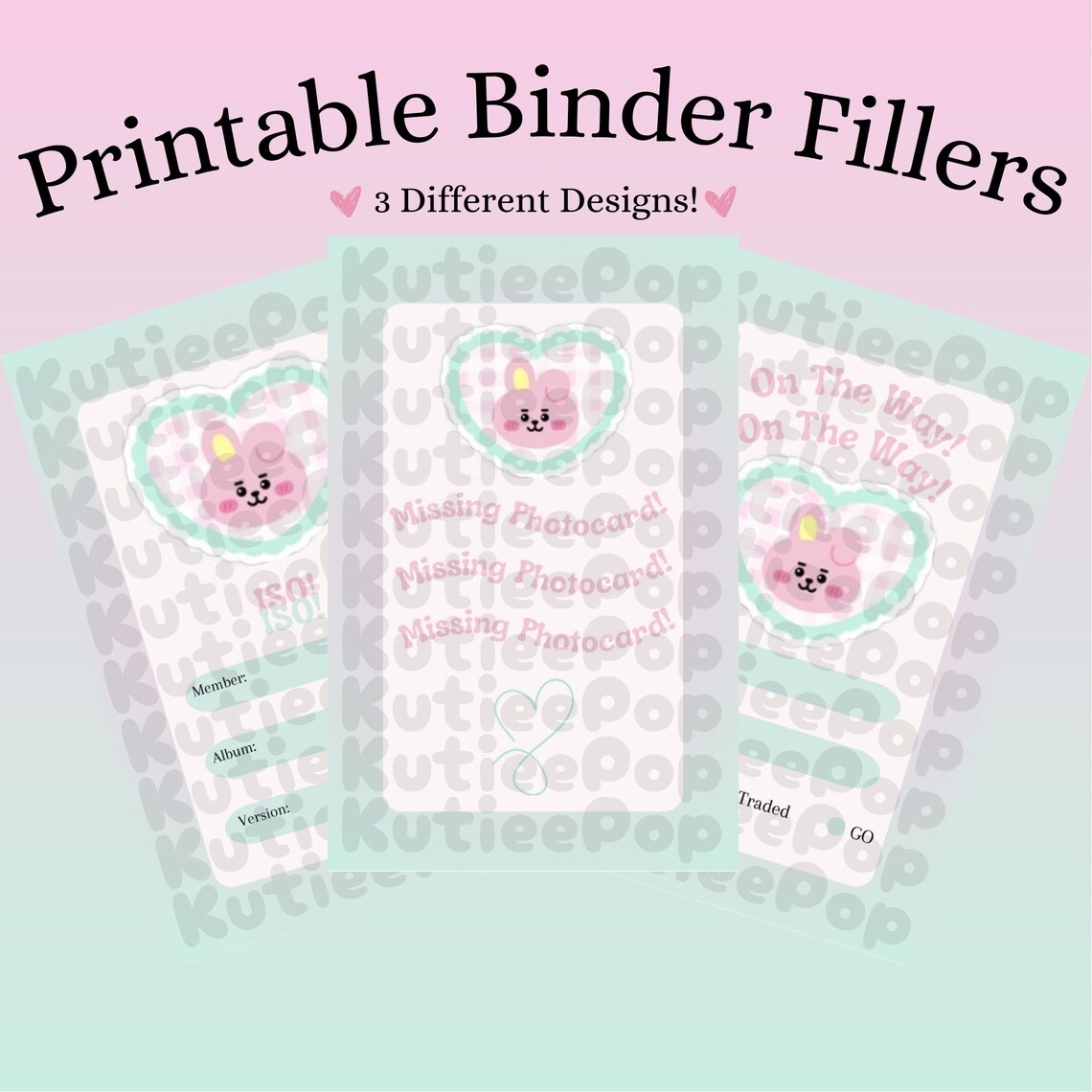 BT21 Cooky | Digital Printable Binder Fillers | Photocard Binder ...