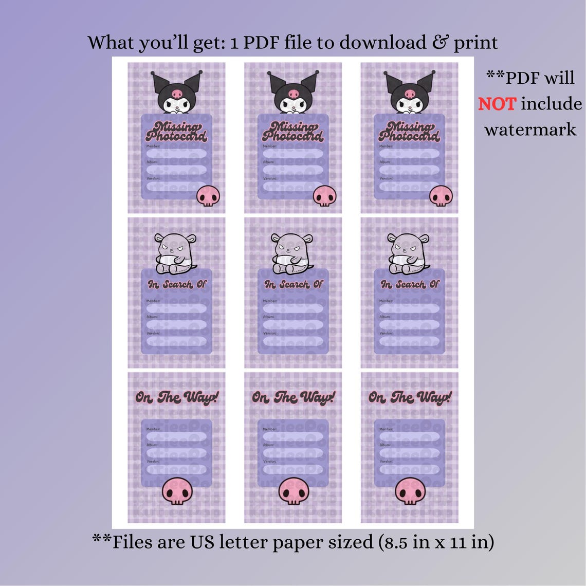Cute Purple Binder Filler | Digital Printable Binder Fillers ...