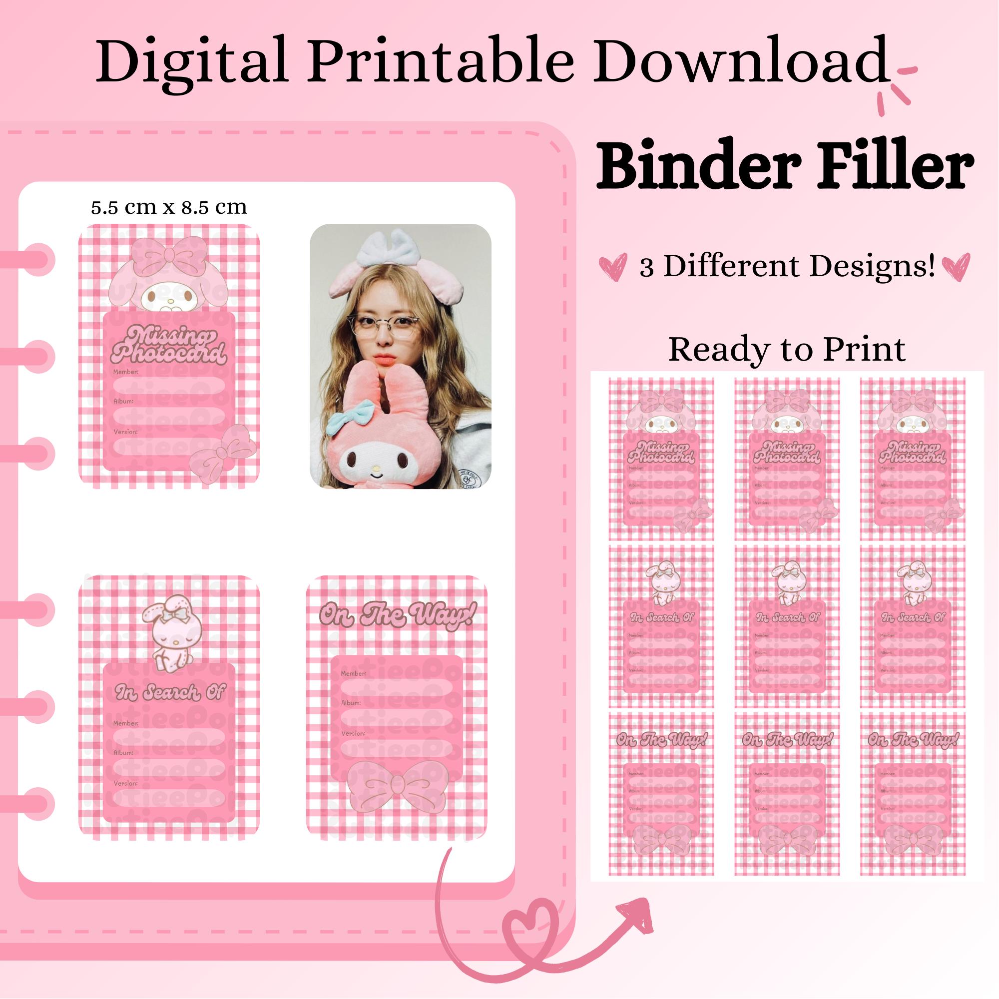 Cute Pink Binder Filler | Digital Printable Binder Fillers | Photocard ...