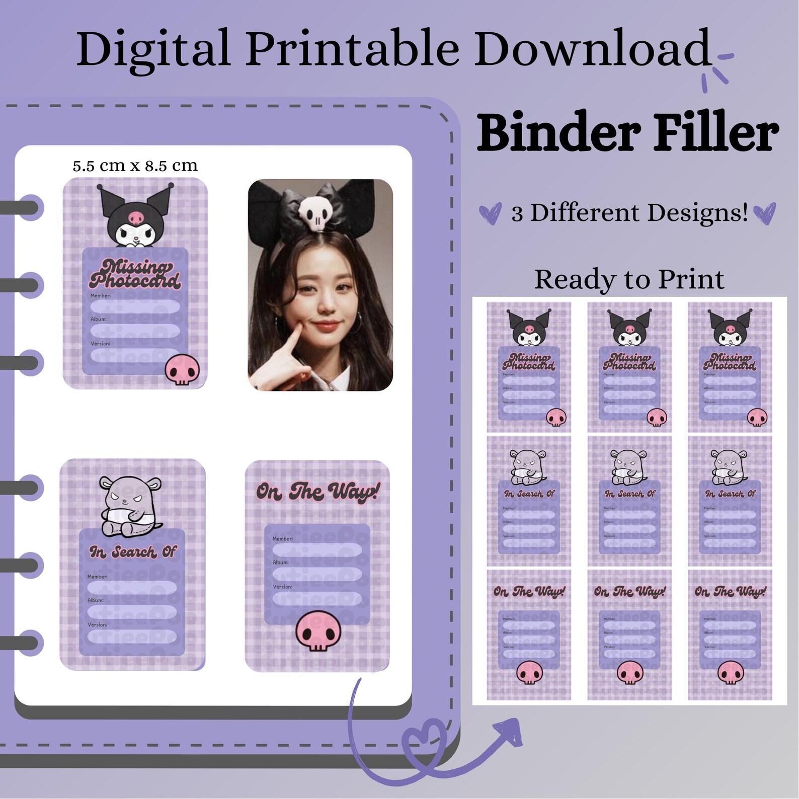 Cute Purple Binder Filler | Digital Printable Binder Fillers ...