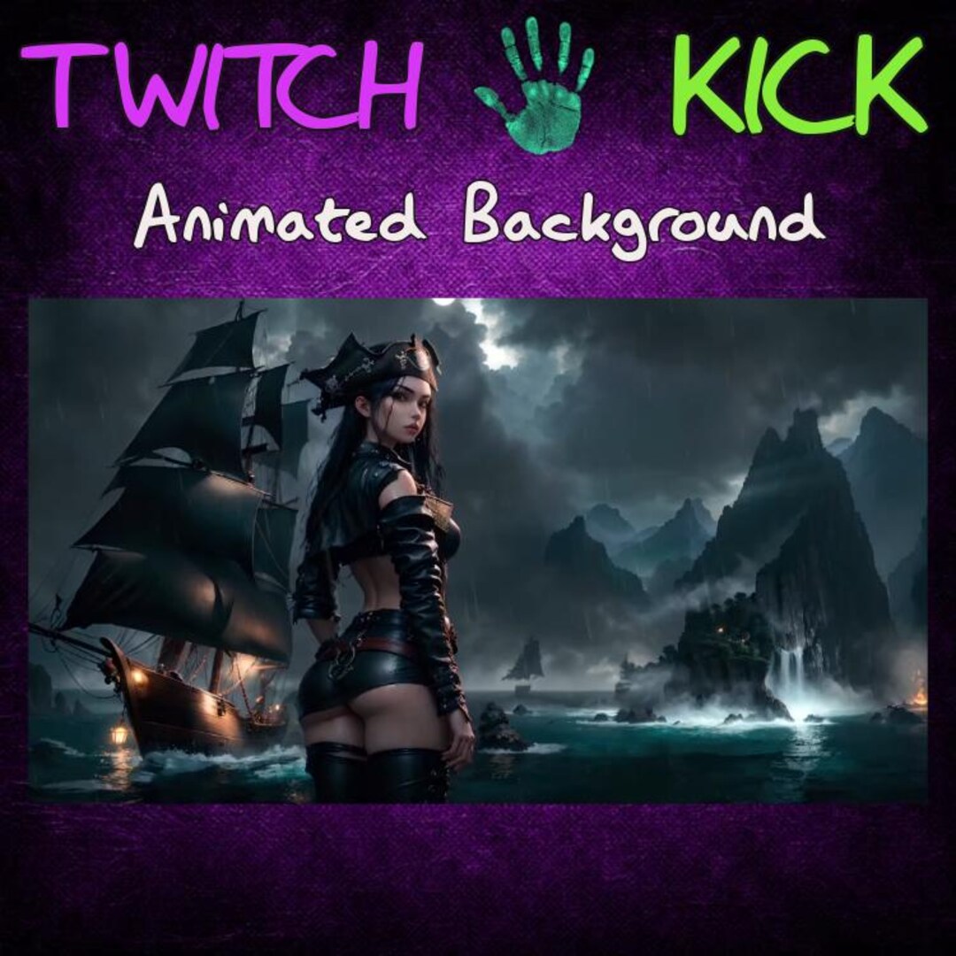 Pirate Twitch / Kick Streaming Background, Animated, Overlay, Emote - Etsy