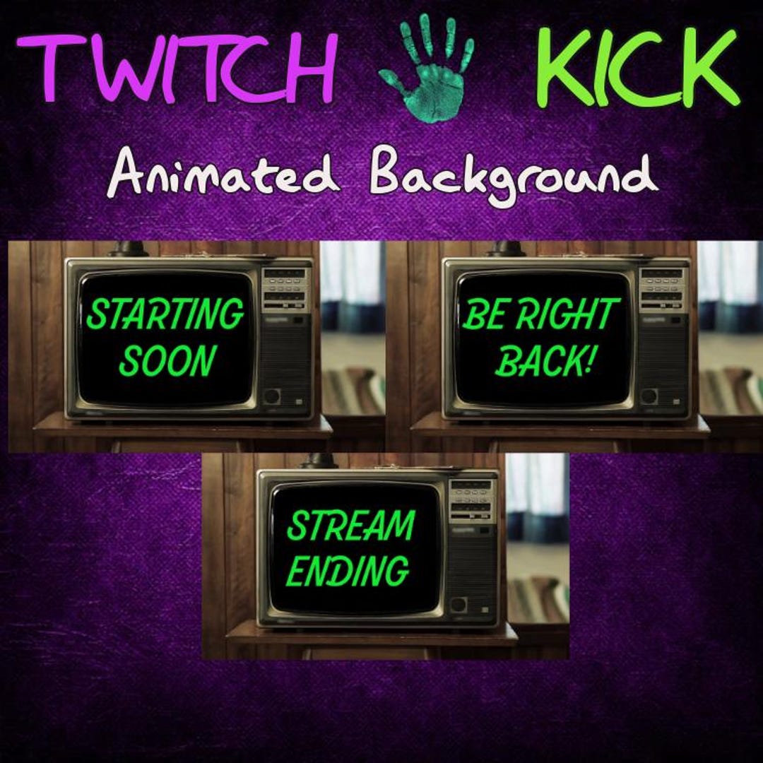 TV Screen Twitch / Kick Streaming Background, Animated, Overlay, Emote ...