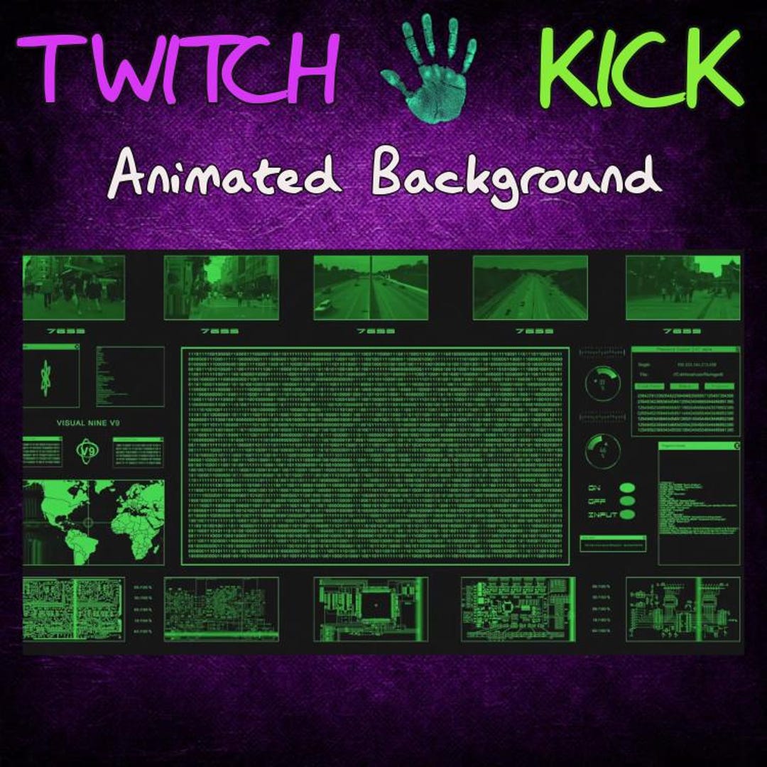 Hacker Screen Twitch / Kick Streaming Background, Animated, Overlay ...