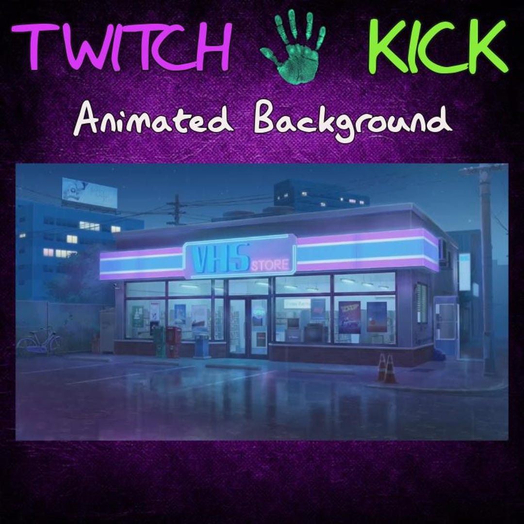 Retro VHS Store Twitch / Kick Streaming Background, Animated, Overlay ...