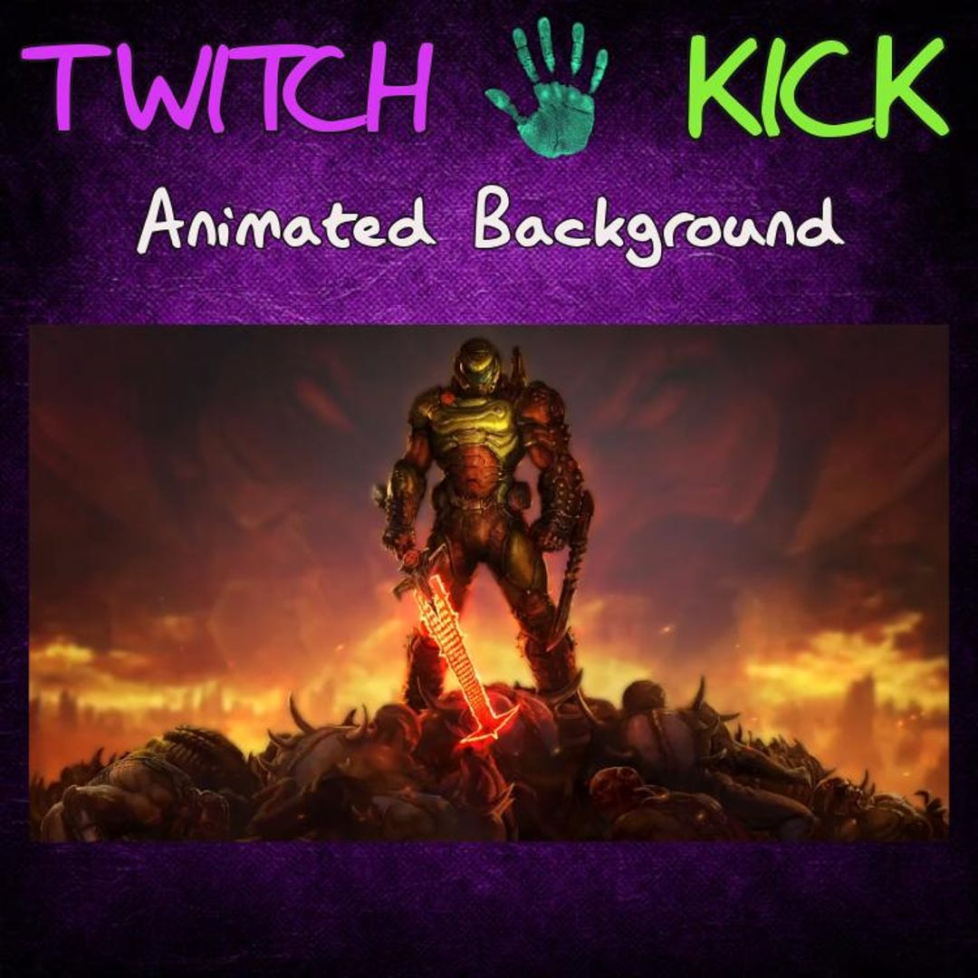 Doom Eternal Twitch / Kick Streaming Background, Animated, Overlay ...