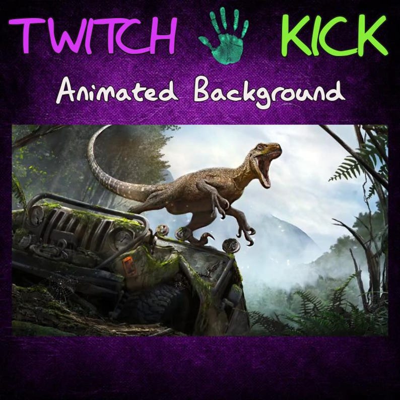 Raptor Twitch / Kick Streaming Background, Animated, Overlay, Emote - Etsy