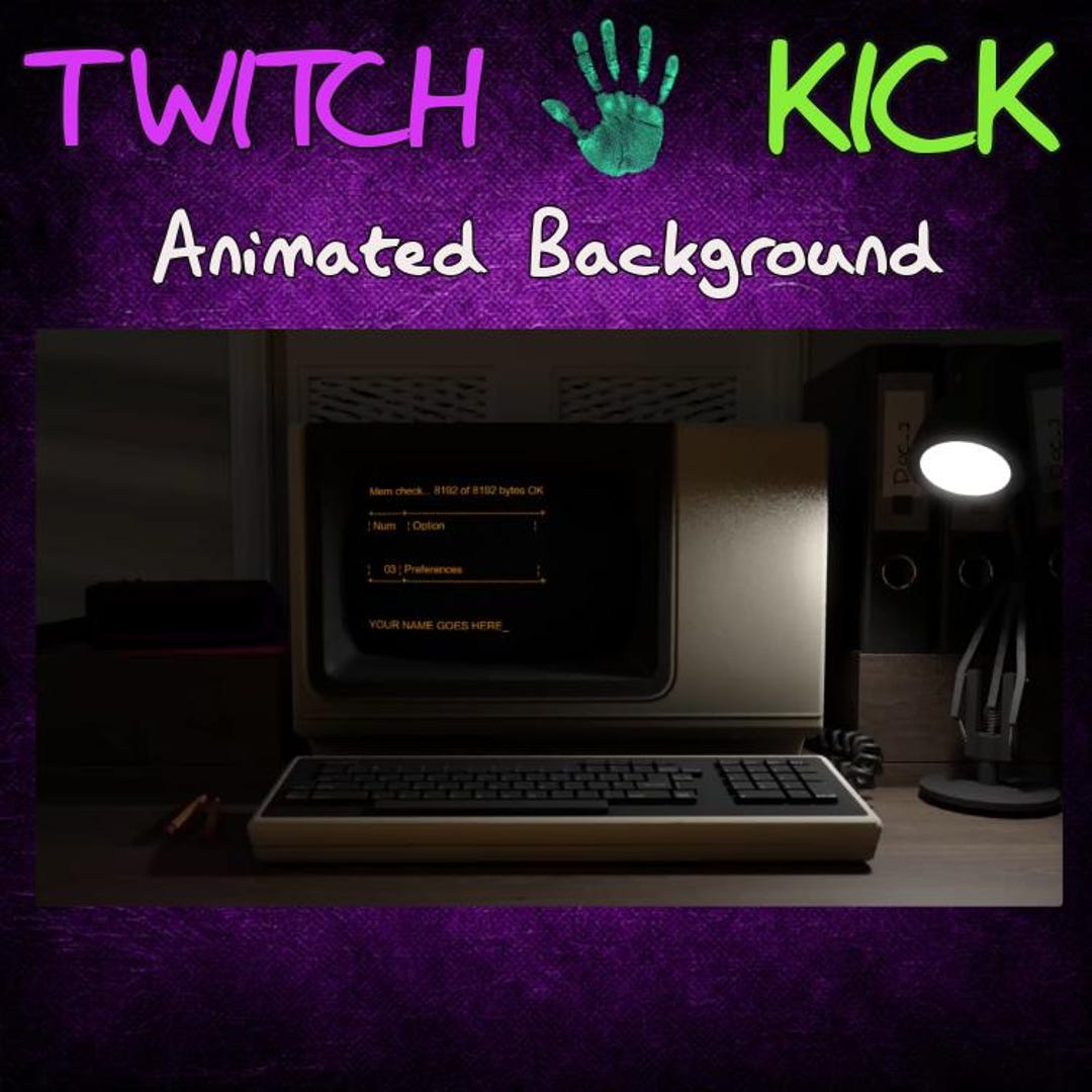 Retro Computer Twitch / Kick Streaming Background, Animated, Overlay ...