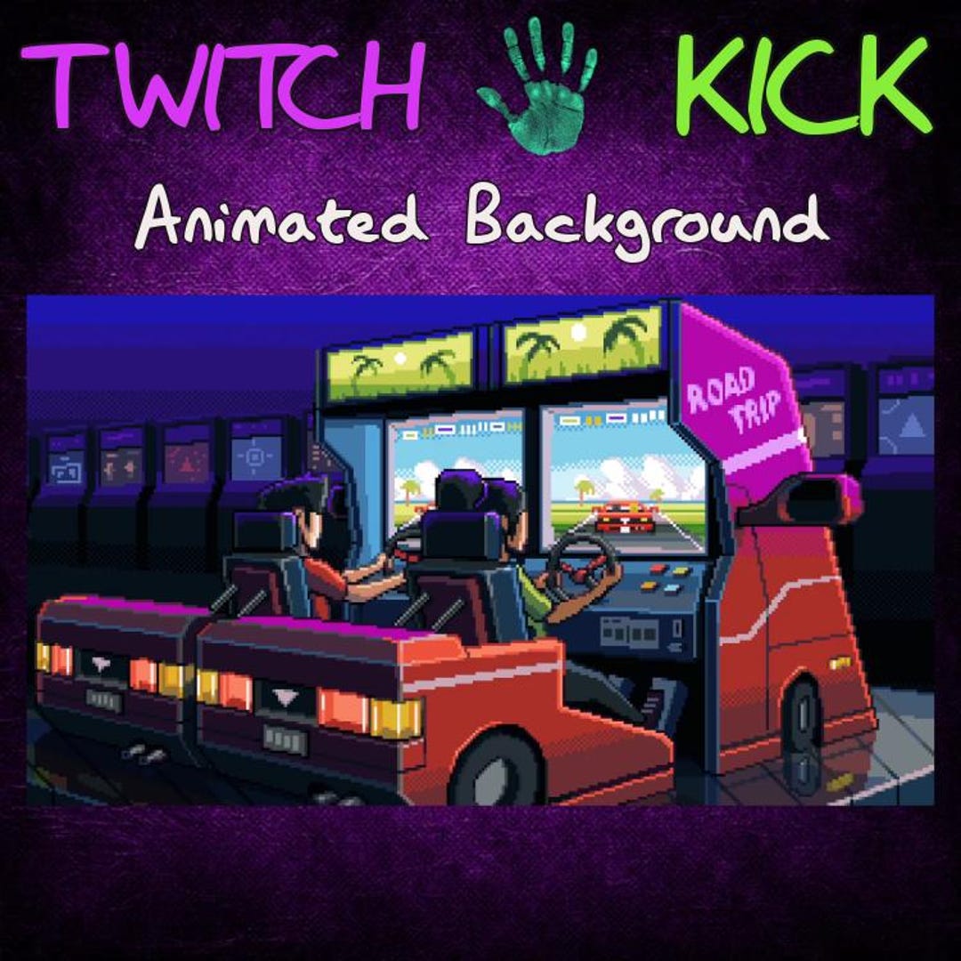 Retro Arcade Twitch / Kick Streaming Background, Animated, Overlay ...