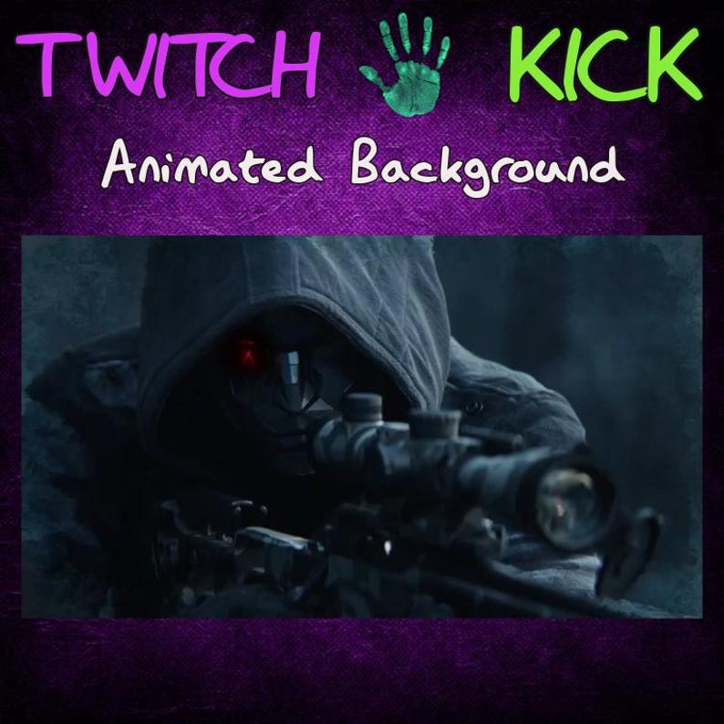 Sniper Twitch / Kick Streaming Background, Animated, Overlay, Emote - Etsy